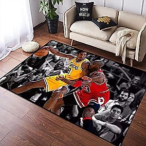 NBA Series Area Rugs for Boys Girls Kids Bedroom, Basketball Team Logo Rug Map Carpet Non-Slip Bathroom Mats Crystal Velvet Sofa Floor Mat for Living Room