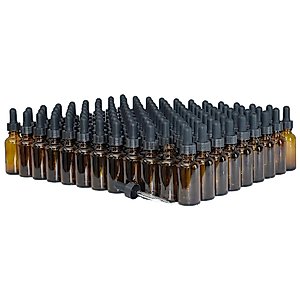 (Pack of 108) 1 oz. Amber Boston Round with Black Glass Dropper