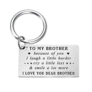 Brother Gifts Keychain, Thank You Gifts to Brother, Christmas Birthday Gifts for Brother