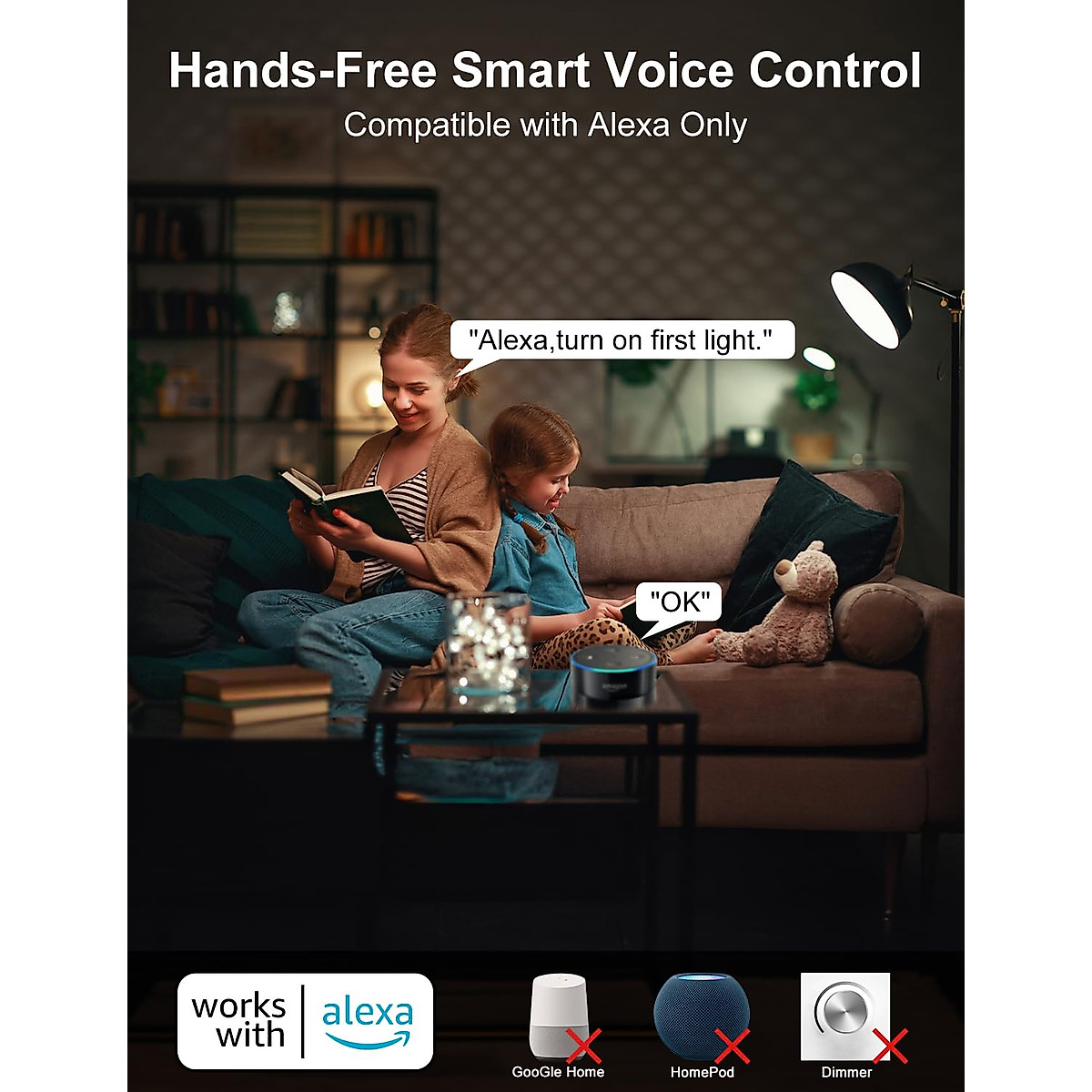 HYDONG Smart Light Bulbs, 15W Color Changing Light Bulbs Compatible with Alexa Only, A19 Alexa Light Bulbs, Tunable 2700K-6000K E26/E27 Bluetooth LED Lights for Bedroom, Living Room 1Pack