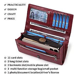 CHANPINCL RFID Vintage Long Wallets for women 3 Zippers Secure Large Capacity Travel Clutch Multi-card Wallets (Purple)