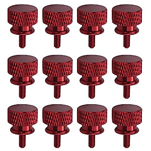 Antrader M3 Computer Case Thumb Screw Aluminum Alloy Knurled Hand Tighten Screws for Cover/Power Supply/PCI Slots/Hard Drives Wine Red 12PCS