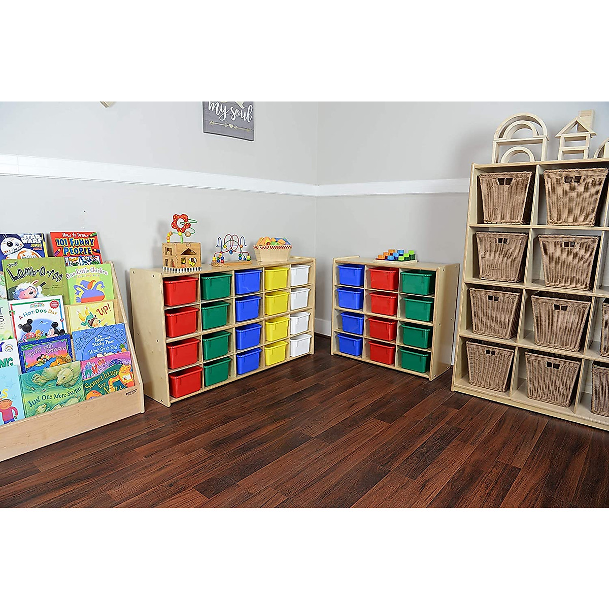 Contender 12 Compartment Toy Storage Cabinet for Kids, Daycare Shelves for Organizing Art and Craft Supplies, 100% Plywood Cubby Shelving for Classroom, Assorted