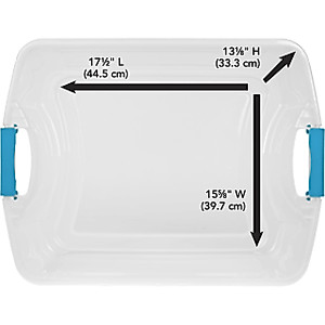 Sterilite 14469606 18 Gallon/68 Liter Latch and Carry, True Blue Lid and Clear Base with Blue Aquarium Latches, (6 Count) Pack of 1