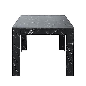 GIA Home Series 5pcs Modern Dining Set Include Rectangle 59"x35"x29.56" Faux Black Marble Wooland Table and Four Dining Chairs with Upholstered Linen Seat,Gray