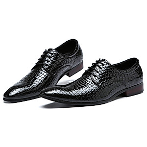 Men's Dress Oxford Shoes Alligator Patent Leather Wedding Prom Formal Black Dress Casual Shoes for Men 11 US