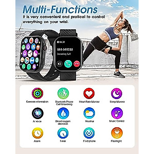 BYBUKCKR Smart Watch for Men Women (Answer/Make Call), 2" Smartwatch for Android Phones and iPhone Compatible, IP68 Waterproof Fitness Watch with Heart Rate Monitor Blood Oxygen Sleep Tracker, Black