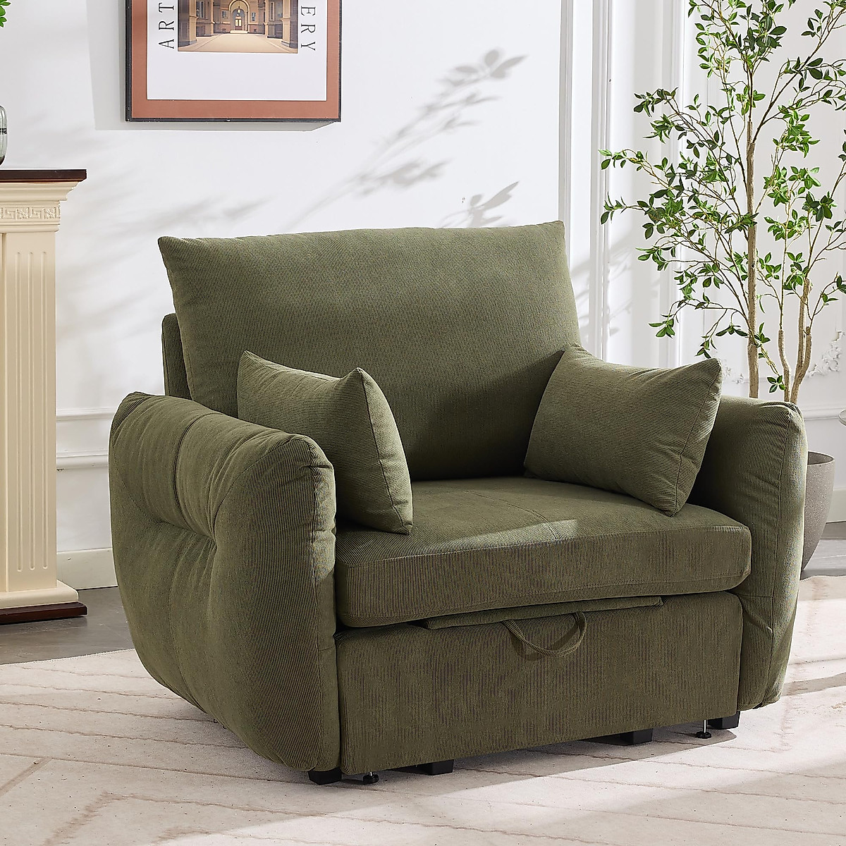 HOMYEDAMIC 34" Modular Sectional Sofa 1 Storage Seat, Oversized Modular Couch Convertible Large Wide Comfy Sofa for Living Room Apartment Office Studio(6018-GREEN-1S)