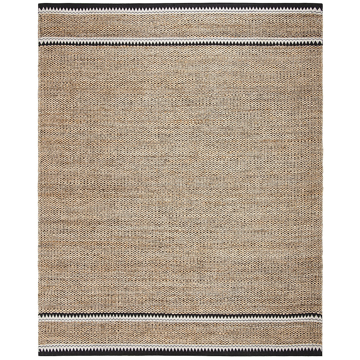 SAFAVIEH Natural Fiber Collection Area Rug - 10' x 14', Natural & Black, Handmade Farmhouse Boho Coastal Rustic Jute, Ideal for High Traffic Areas in Living Room, Bedroom (NF874B)