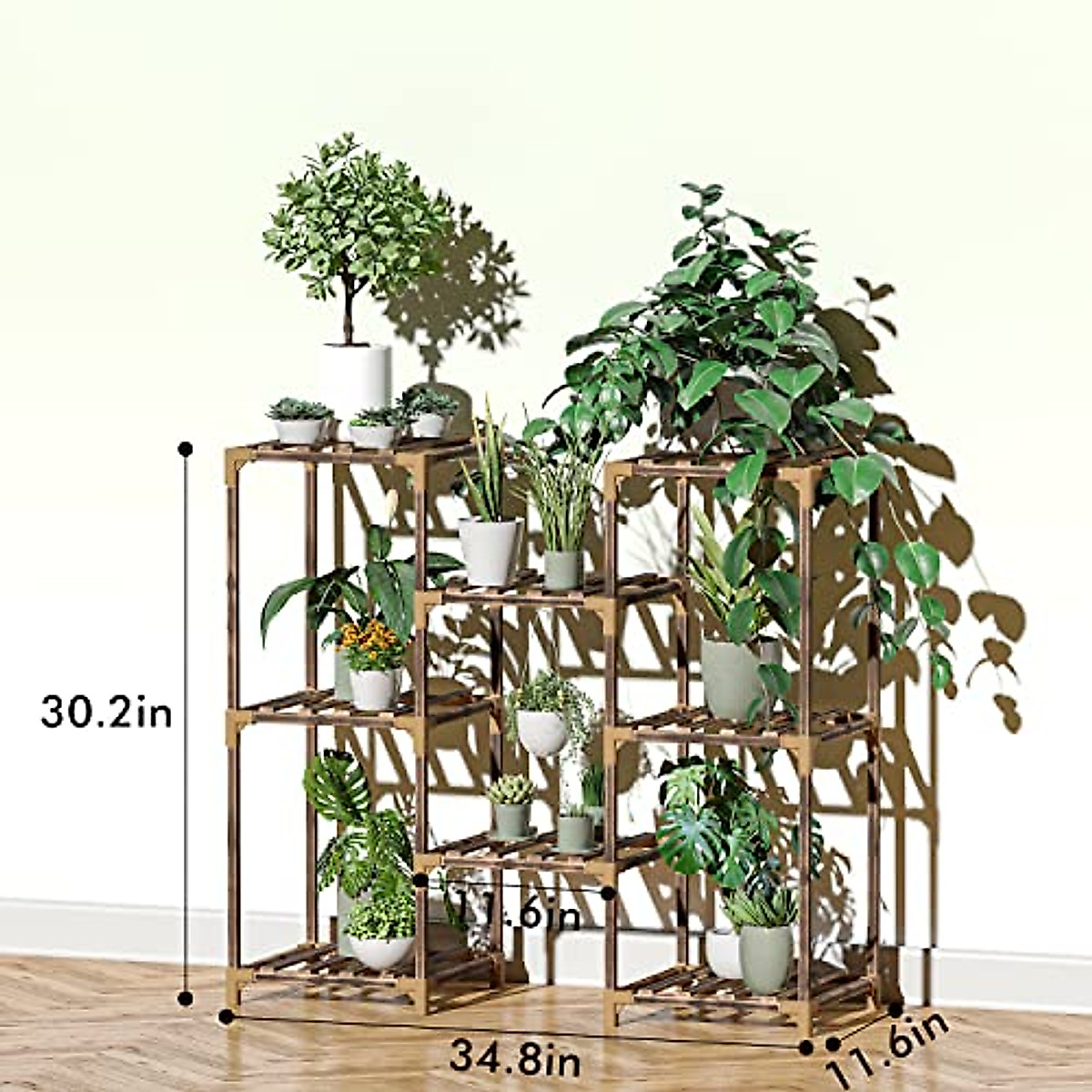 New England Stories Plant Stand Indoor, Outdoor Wood Plant Stands for Multiple Plants, Plant Shelf Ladder Table Plant Pot Stand for Living Room, Patio, Balcony, Plant Gardening Gift