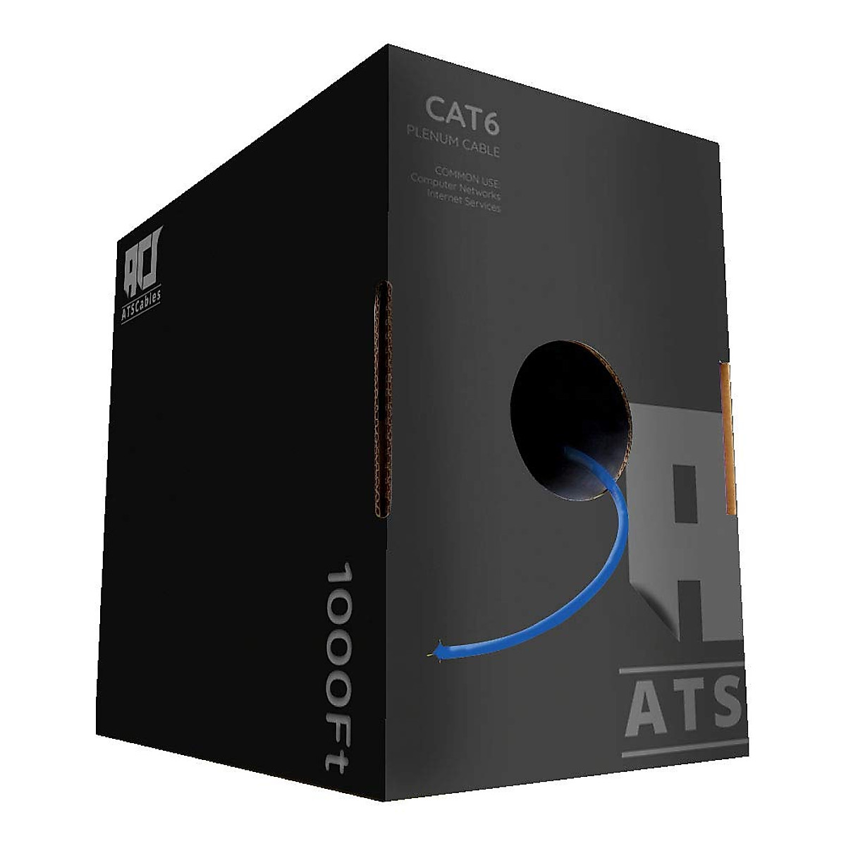 ATS Cables | CAT6 Plenum (CMP) Cable 1000FT | Network Analyzer Test Passed | 23AWG 4Pair, Solid 550MHz Ethernet Cable 10Gigabit UTP, Available in 9 Colors (1000ft, Blue)