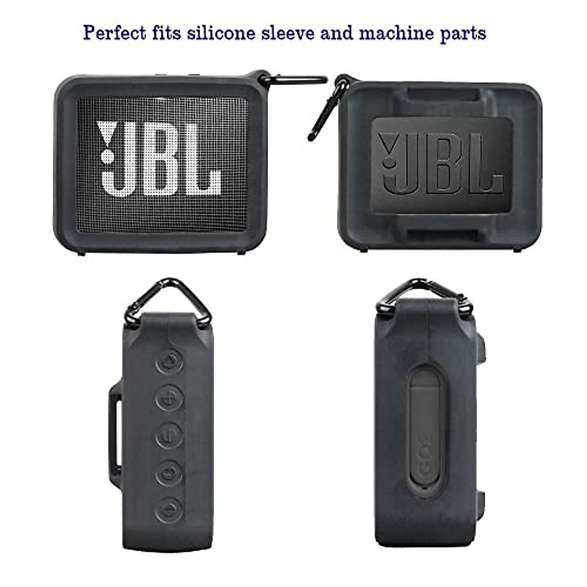 Hermitshell Silicone Carrying Case Replacement for JBL GO2 - Waterproof Ultra Portable Bluetooth Speaker (Black 2)