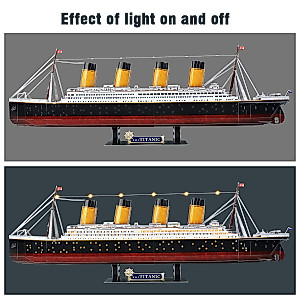CubicFun 3D Puzzles for Adults - LED Titanic 35'' Large Ship - New Home Desk Decor - House Warming, Wedding, Anniversary, Valentines Day Teacher Gifts for Him Her Stocking Stuffers for Adults