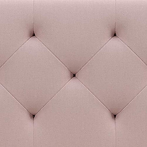 Novogratz Her Majesty Upholstered Daybed with Trundle, Twin Size Frame, Pink Linen