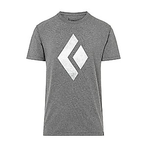 Black Diamond Mens Chalked Up Short Sleeve Tee Shirt, Charcoal Heather, X-Large