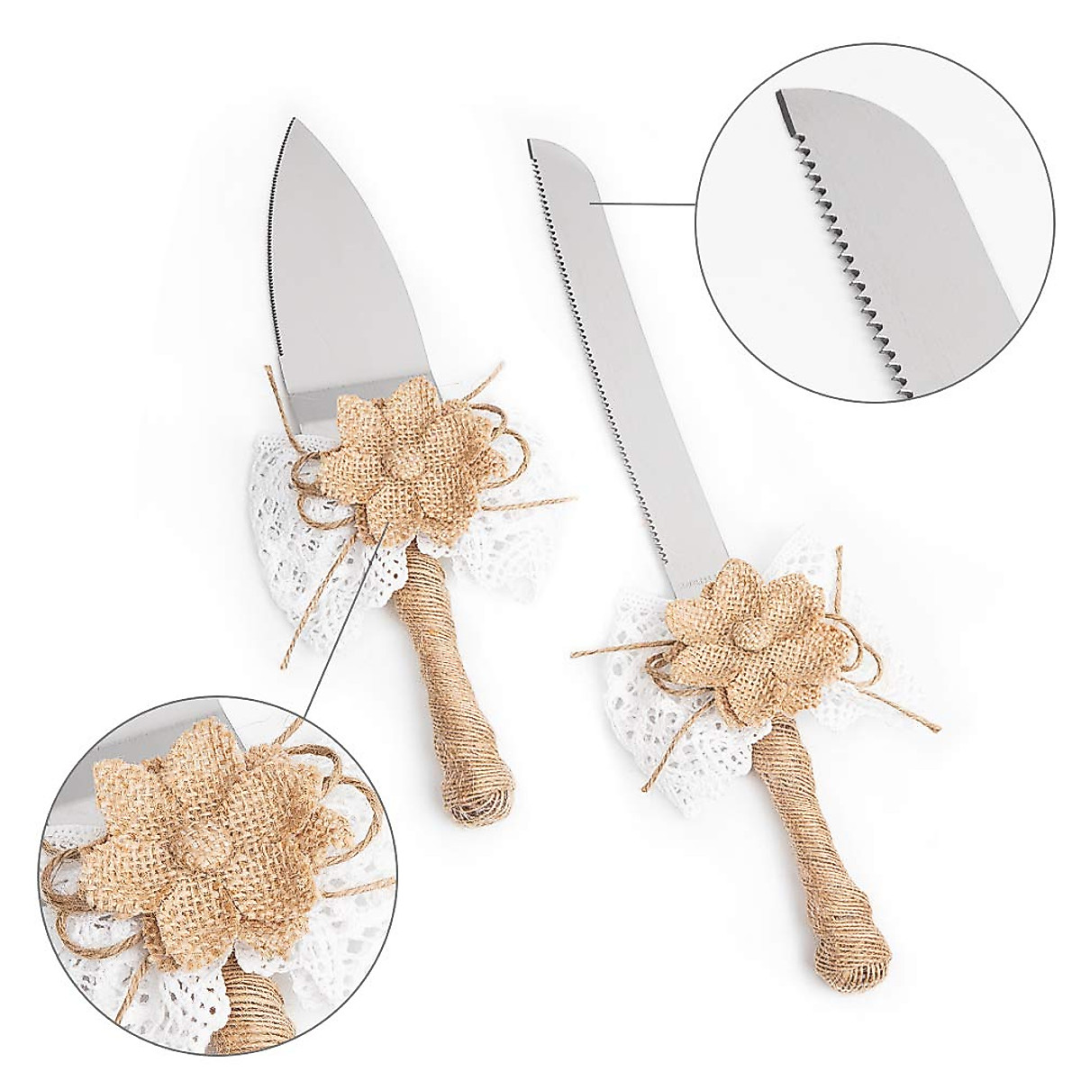 senover Rustic Wedding Cake Serving Set, Pizza Pie Cake Knife and Server Set for Custom Wedding Gift Parties Birthdays Anniversaries Supplies