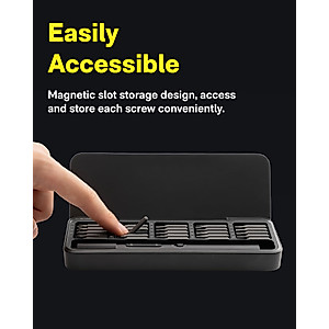 HOTO Mini Electric Screwdriver 25 Magnetic S2 Bits, 170RPM Precision Screwdriver Set USB-C, 2 Torque Settings, LED Light, Small Screwdriver Set for Eyeglasses, Electronics