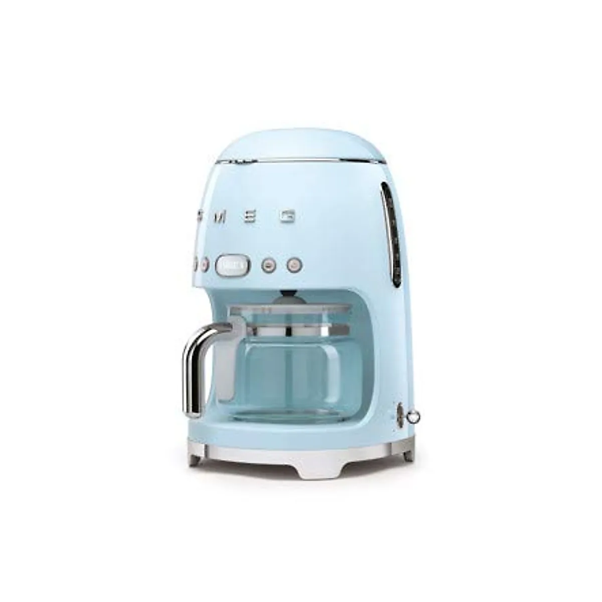 Smeg 50's Retro Style Aesthetic Drip Coffee Machine with 10 Cup Glass Carafe, Auto Start Feature, Keep Warm Plate, and Two Coffee Strength Settings (Pastel Blue)