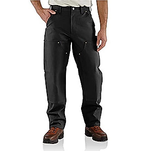 Carhartt mens Loose Fit Firm Duck Double-front work utility pants, Black, 44W x 32L US