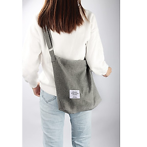 TCHH-DayUp Hobo Bags for Women Canvas Crossbody Tote Large Cute Handbags Casual Shoulder Purses Gray