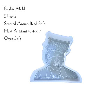 Lasso Car Freshie Silicone Mold Believe Ted | 4.5 x 4.5” | Coach Soccer Football Character Aviators Sign Biscuits for Scented Aroma Beads Heat Resistant to 450 F Oven Safe