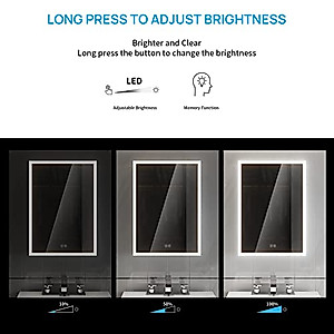 LALAHOO 20" x 28" Medicine Cabinet,LED Bathroom Medicine Cabinet with Outlet, Metal Wall Mounted Bathroom Cabinet with 3 Tier Storage Shelves, 3 Color Temperature Light