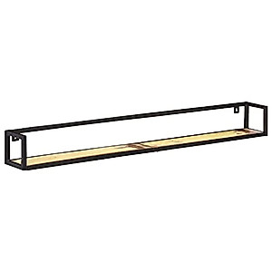 Floating Shelves Set of 2, 63 Inch Wall Mounted Storage Shelves, Solid Wood Wall Shelves with Metal Bracket, Sturable and Durable Hanging Shelves Display Rack for Bedroom Living Room Multicolor