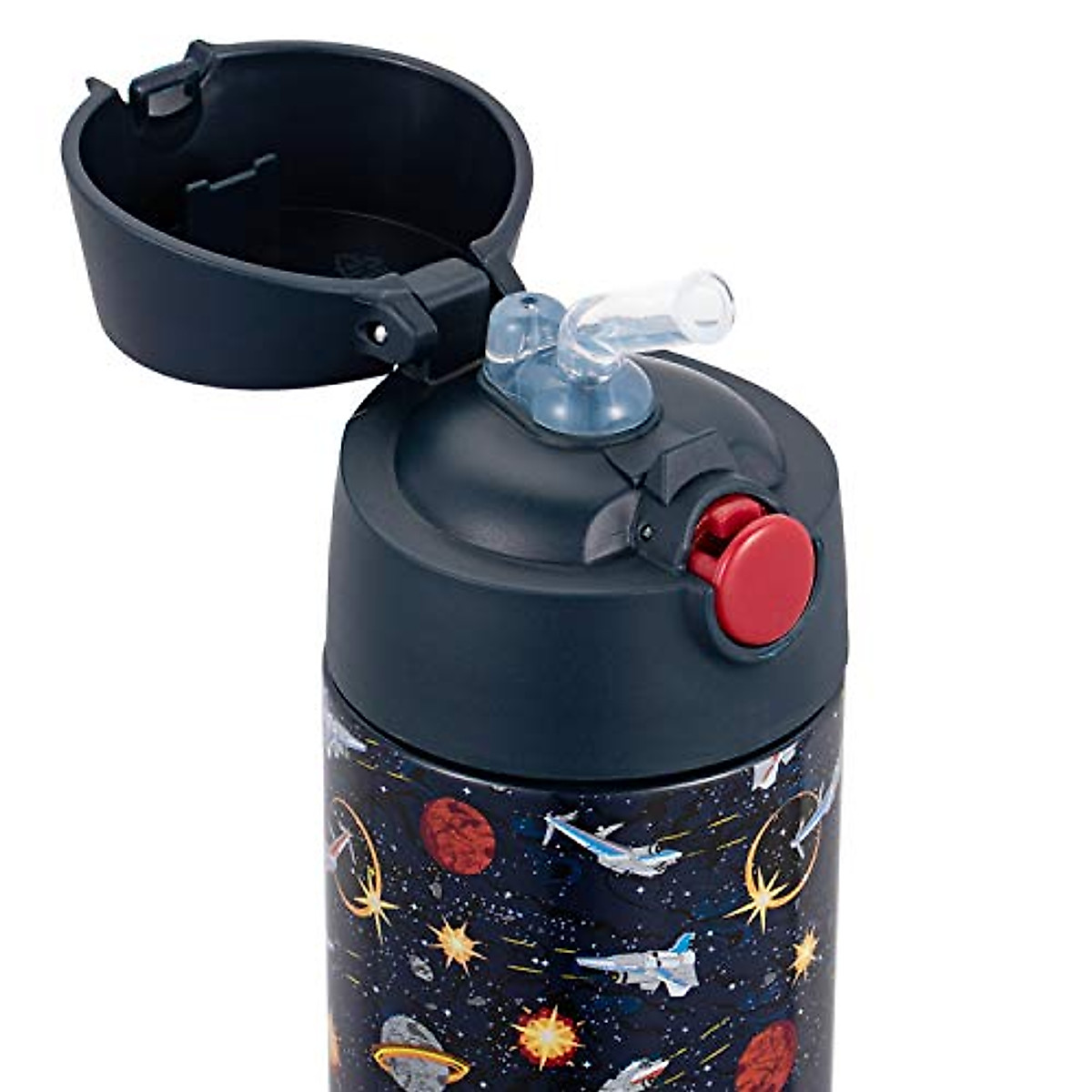 Snug Kids Water Bottle - insulated stainless steel thermos with straw (Girls/Boys) - Space Wars, 12oz