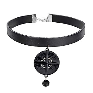 Dckazz Punk Choker Necklace Black Leather Chain Pendant Guide Pattern Necklace Wild Hunt Triss Geralt Cosplay Female Gothic Jewelry for Women