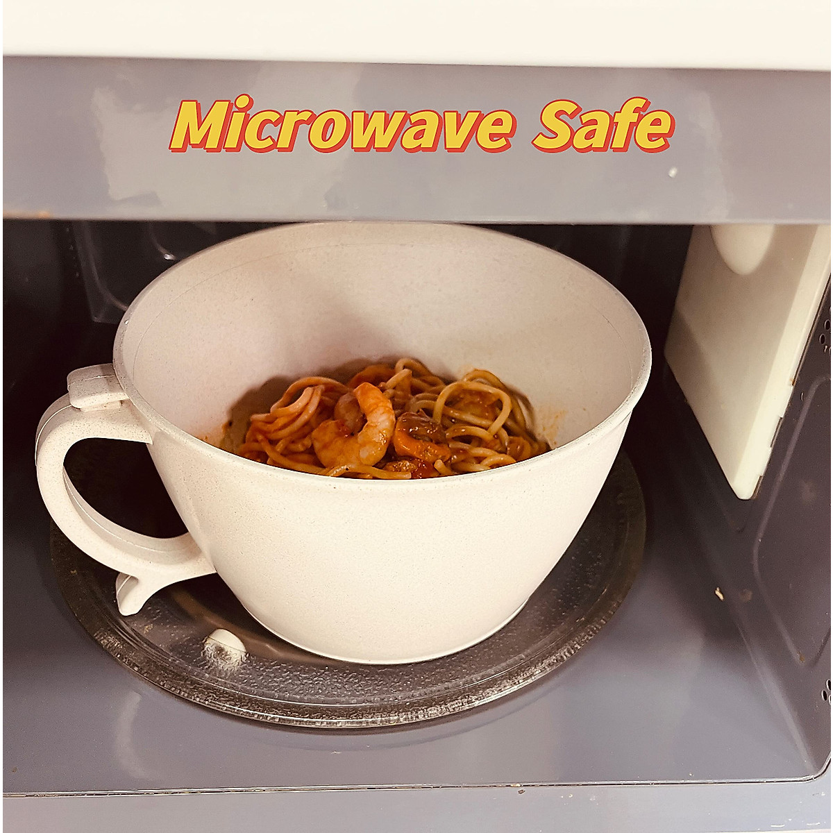 shopwithgreen Microwave Noodle Bowls With Lid - 40 OZ Large Wheat Straw Soup Mug with Phone Holder - Microwave & Dishwasher Safe, for Soup, Noodle, Ramen, Cereal