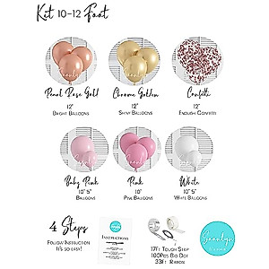 Soonlyn Rose Gold Balloons 140 Pack 12 Inch Gold and Pink Balloons and Pink Confetti Balloons Garland Arch Kit for Bridal Shower Baby Shower Party Decoration