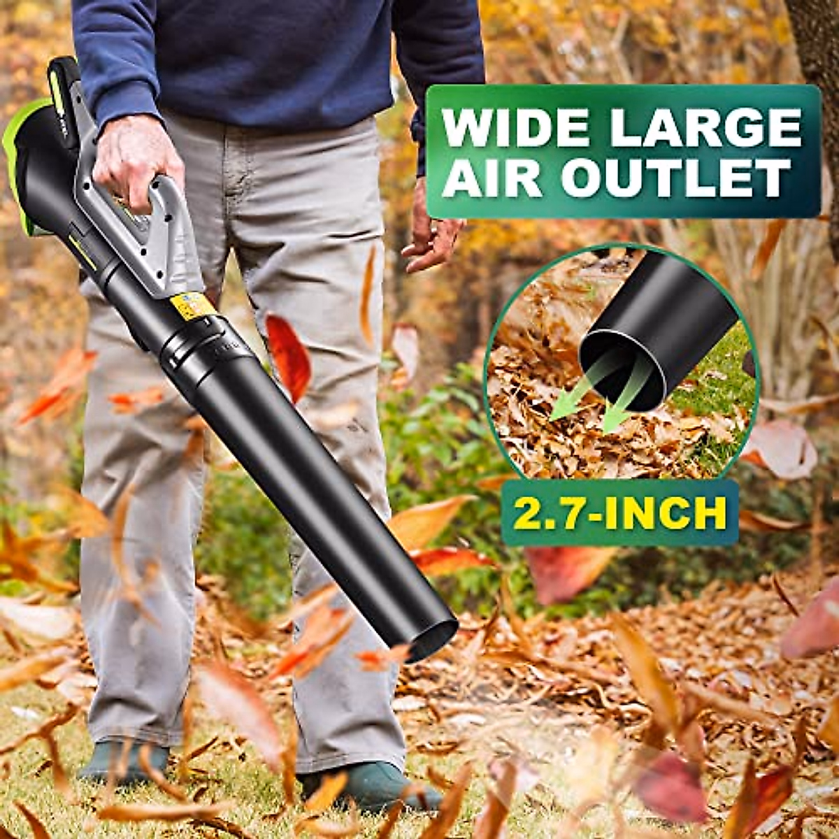 MYTOL Cordless Leaf Blower, 150MPH 350CFM Leaf Blower with 2 * 20V 2Ah Batteries & Charger, Lightweight Axial Blower, Infinitely Variable Speed Electric Leaf Blower for Leaf/Snow/Dust Blowing