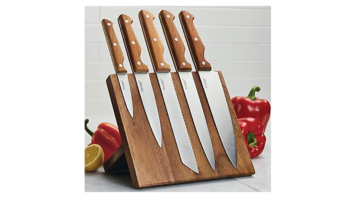 Prestige Magnetic Knife Set - 6 Piece with Acacia Wood Storage