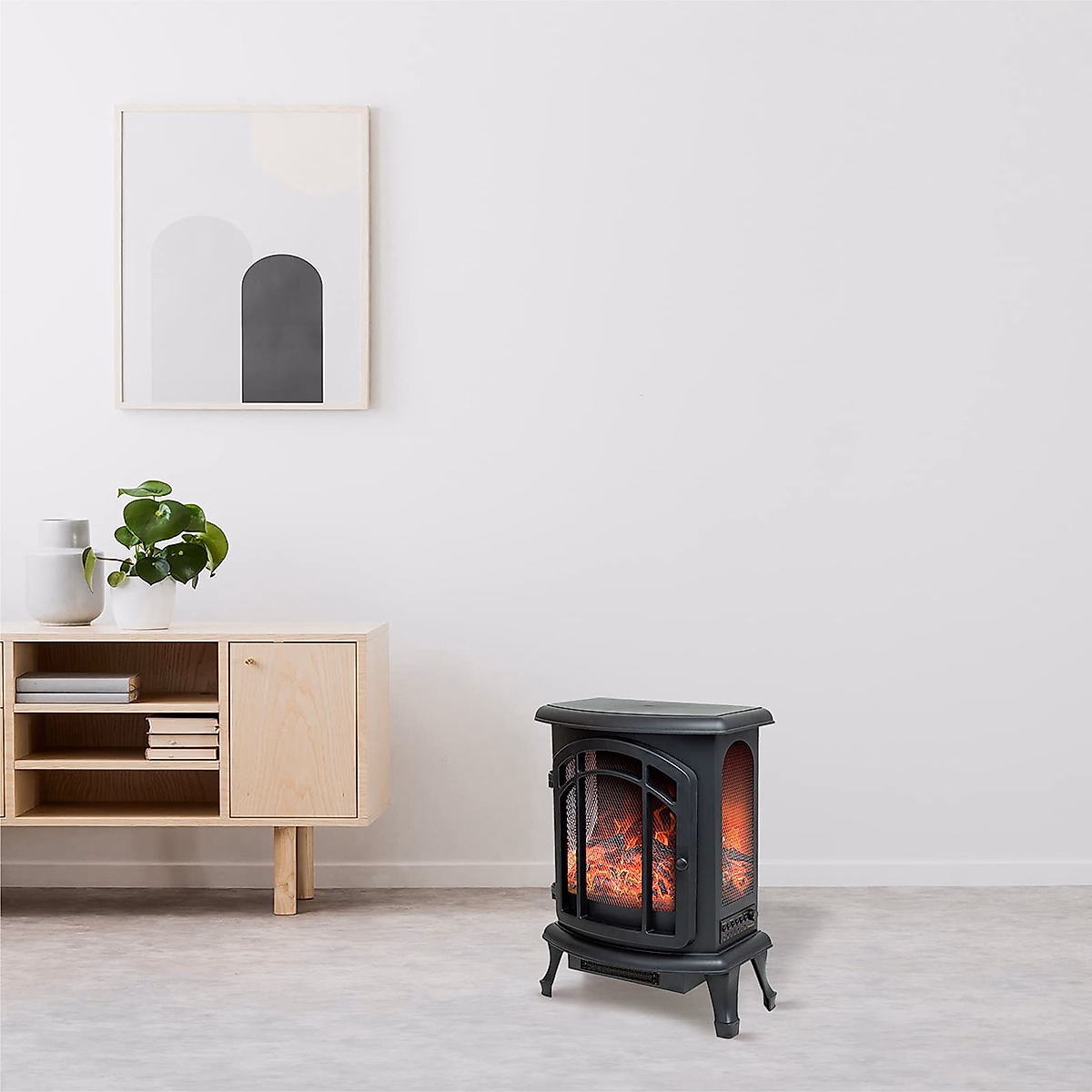 FLAME&SHADE Electric Fireplace Stove for Indoor use, 24 inch Portable Freestanding Space Heater with Remote
