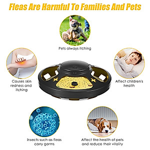 2024 New Flea Traps for Inside Your Home with Light and 10 Flea Trap Refill Discs, UV Flea Light Trap with 4 LED Light Modes Flea Killer Traps for Dogs Cats Attractant Catcher for Home(2 Pack)