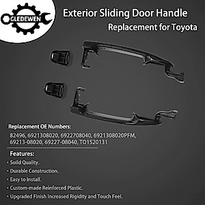 Gledewen Sliding Door Handles Exterior, Compatible with 2004-2010 Toyota Sienna, Rear Outside Left Driver & Right Passenger Side | Replace# 6921308020, 6922708040, 82496 Outer Handle