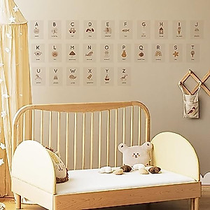 Alphabet Wall Decals Boho Style Letter Wall Stickers Peel and Stick Removable Wall Stickers for Kids Nursery Bedroom Living Room Décor