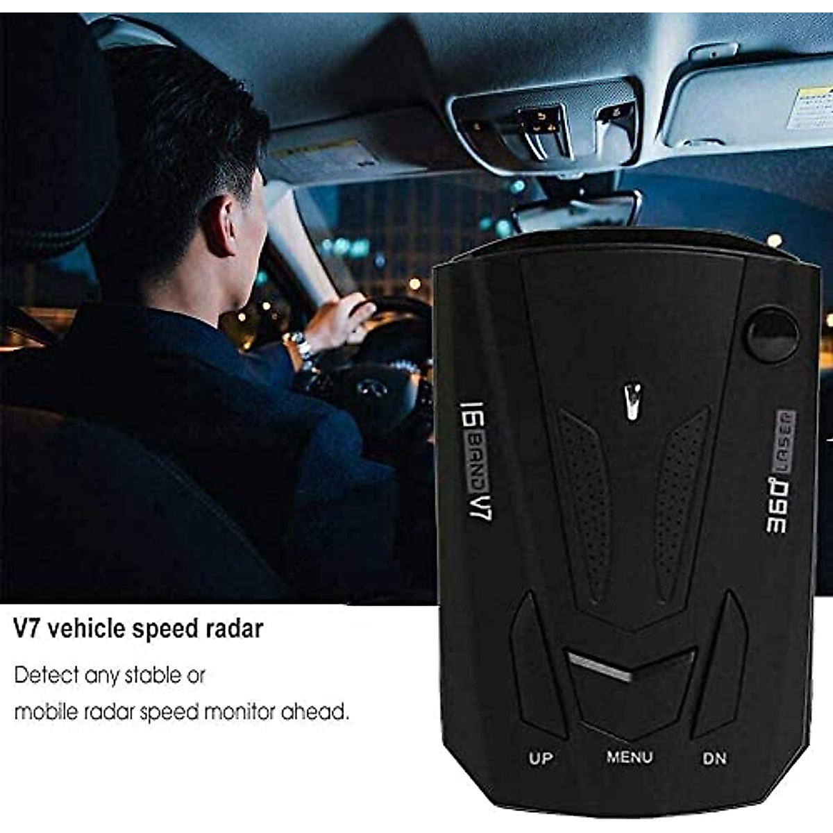 Radar Detector for Cars, 2023 Newest Laser Radar Detectors, Voice Prompt Speed, Vehicle Speed Alarm System, Led Display, City/Highway Mode, Car 360 Degree Automatic Detection(Black - AB)