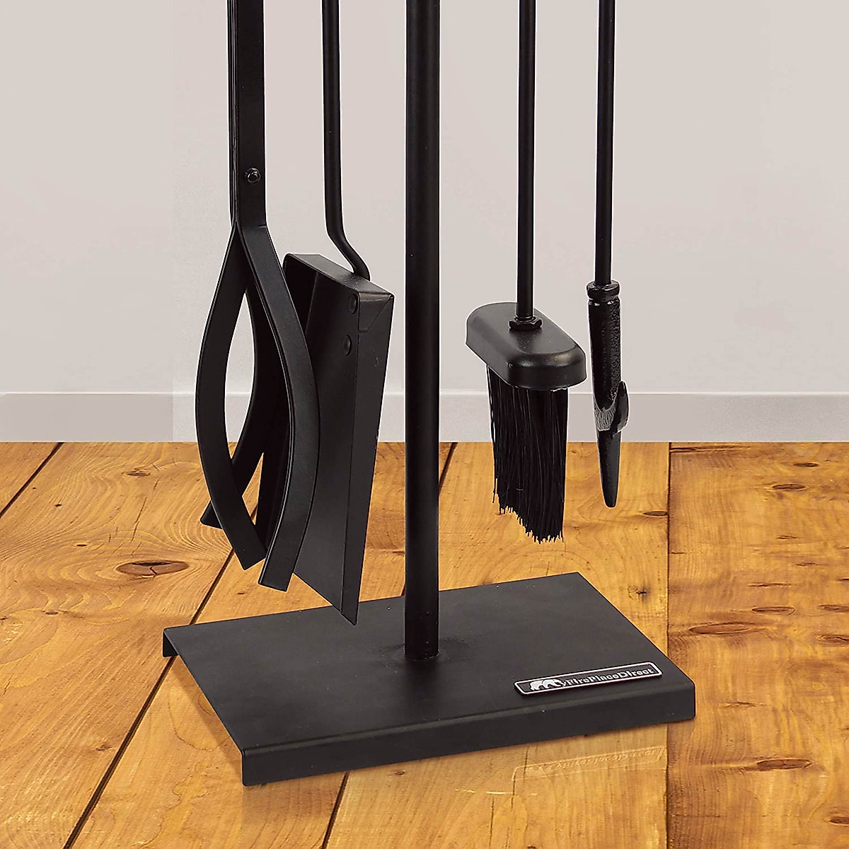 MYFIREPLACEDIRECT 5 Pieces Fireplace Tools Sets Strength Wrought Iron Indoor Outdoor Fire Place Toolset Hearth Accessories Kit (Black Squirrel w/Gloves)