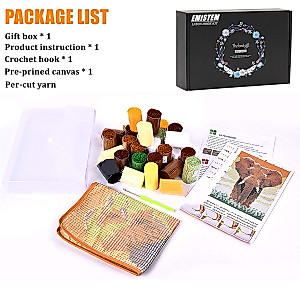 EMISTEM Latch Hook Kits for Adults - DIY Latch Hook Rug Kits for Kids, Crochet Kit for Beginners, Rug Making Kits with Printed Canvas, Gift Packaging. (Cute Cat with Baseball, 15x21)