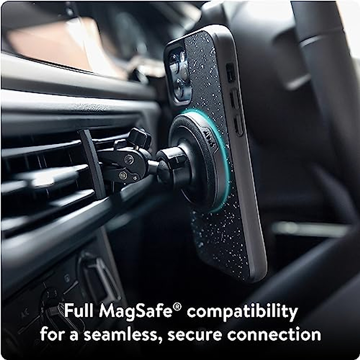 Mous MagSafe Vent Mount and iPhone 14 Case Carbon Fiber Limitless 5.0