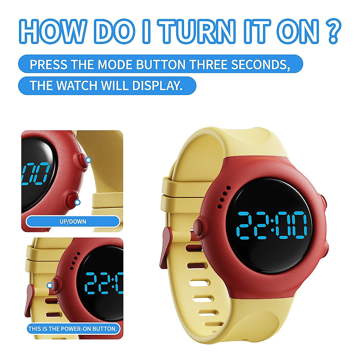 Potty Training Timer Watch for Boys and Girls,Kids Training Toilet Timer Watch,Waterproof,Rechargeable,Music Tones,Automatic Timers Plays Music,Alarm,Baby and Toddler Potty Train Toilet Time Aid