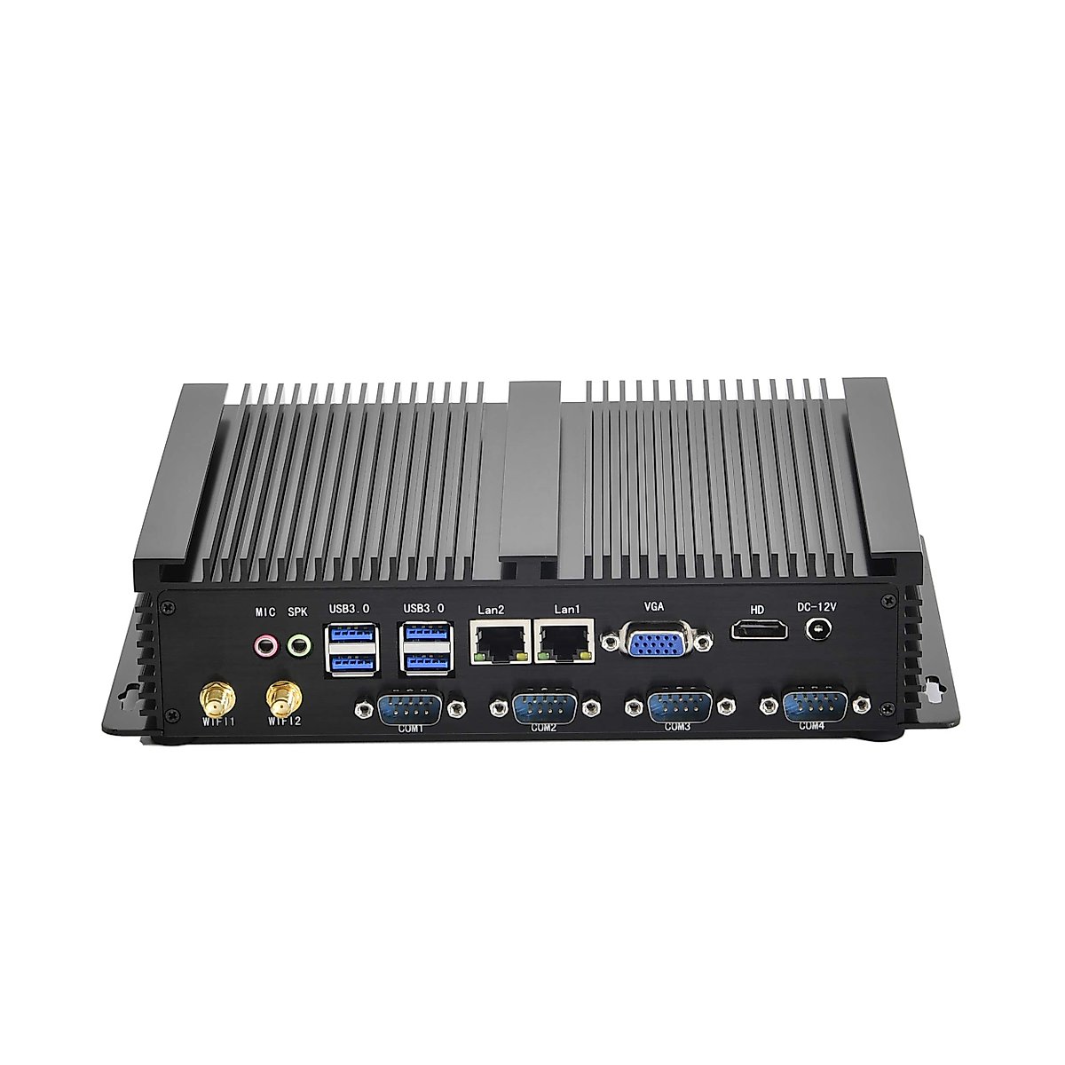 IDEARACE Powerful Fanless Mini PC, Intel i5 2 Cores CPU Industrial Desktop Computer, 8GB RAM+128GB SSD, 4xCOM RS232, 4xUSB 3.0, 2xNICs, HD, VGA, Metal Case, W-11 Pro