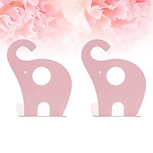 BESPORTBLE 2Pcs Kids Nonskid Bookends Heavy Duty Bookends Elephant Shaped Decorative Book Stopper Book Organizer for Shelves (Pink)