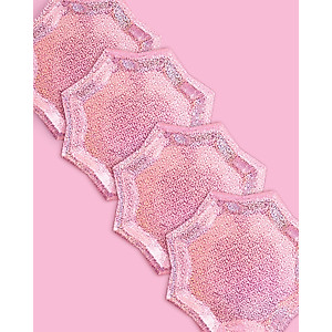 xo, Fetti Pink Holographic Starburst Foil Plates - 25 pcs | Happy Birthday Party Decorations, Holiday Party, Cool Cake Plates, Pink Bachelorette Disposable Party Plates