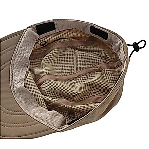 Connectyle Mens UV Sun Protection Cap Safari Hike Cap with Neck Flap Fishing Hat (Dark Khaki)