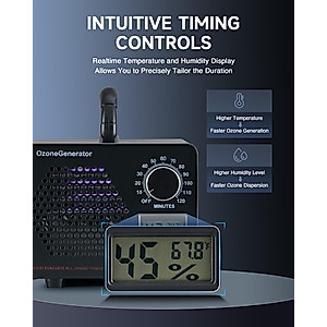 CREWORKS Ozone Generator, 25000 mg/h High Capacity Ozone Machine for Car Home Smoke Pet Odor Removal, Commercial Ozone Odor Eliminator Air Purifier with Timer Display for 3200 sq ft Room, Black