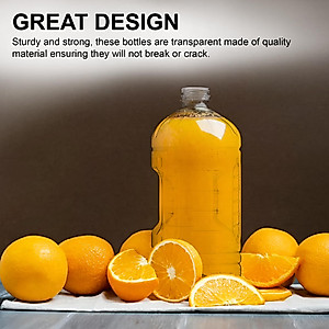 MT Products Clear PET Plastic Juice Bottles 64 oz. - Empty Container with Tamper Evident Caps (Set of 4) - Made in the USA