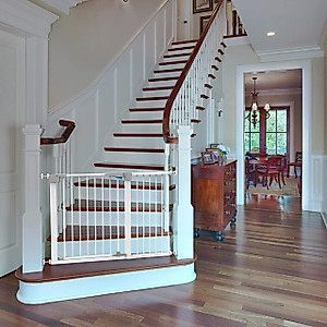 Walk Thru Baby Gate,Auto-Close Safety Pet Gate Metal Expandable Dog Gate with Pressure Mount for Stairs,Doorways,Banister (47" Wide(Include 13.8" Extension, White)