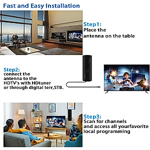 880+ Miles Range TV Antenna, Digital TV Antenna Indoor with Amplifier and Signal Booster, Portable HD Antenna for TV Indoor Outdoor for Smart TV and Old TVs - 36ft Coax Cable - Support 4K 1080p